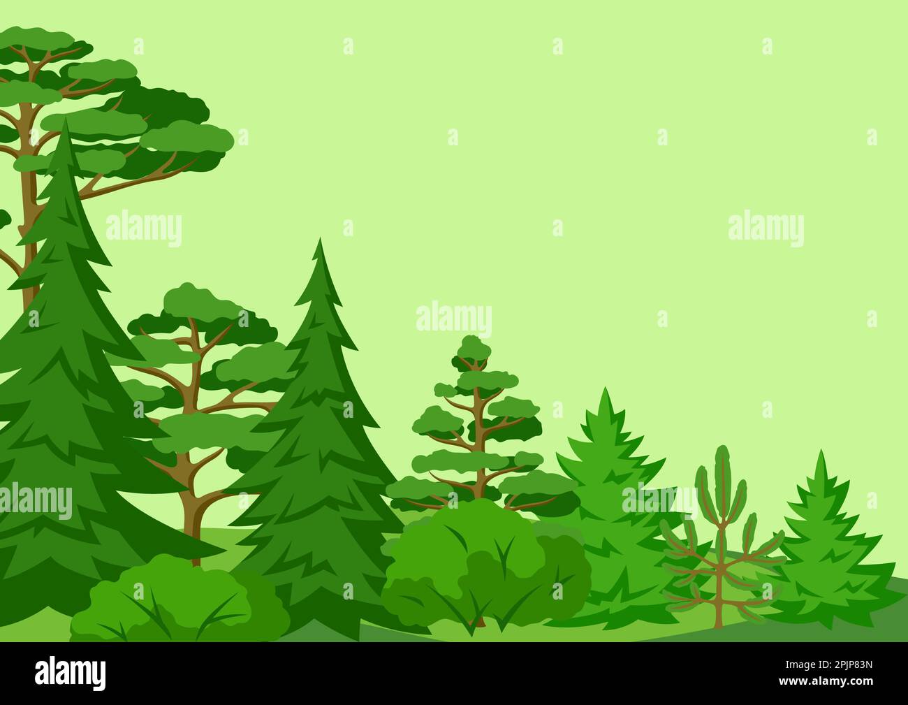 Spring or summer forest. Background with stylized trees. Seasonal ...