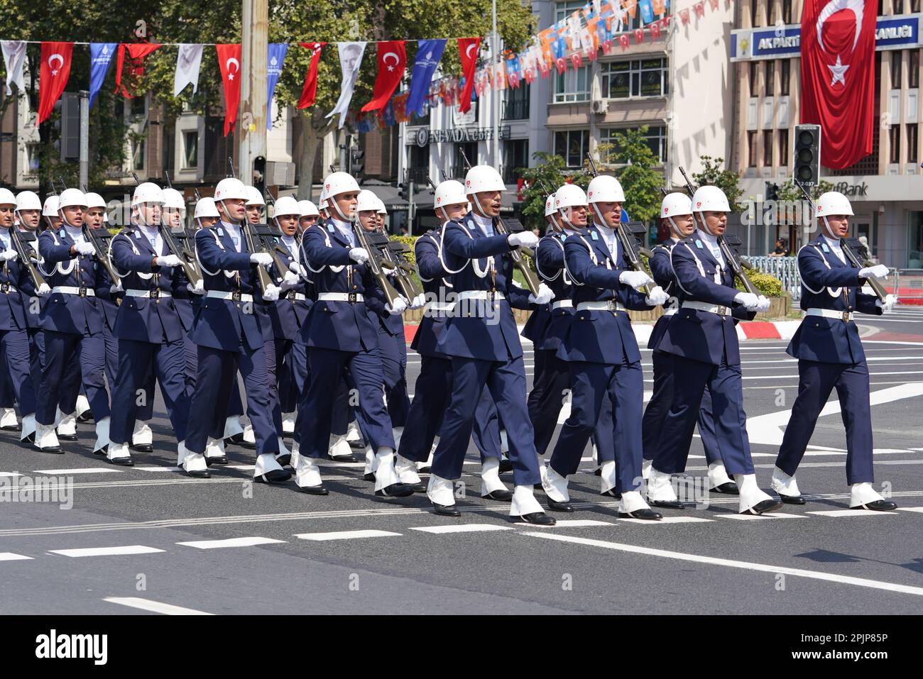 ISTANBUL, TURKIYE - AUGUST 30, 2022: Soldiers march during 100th ...