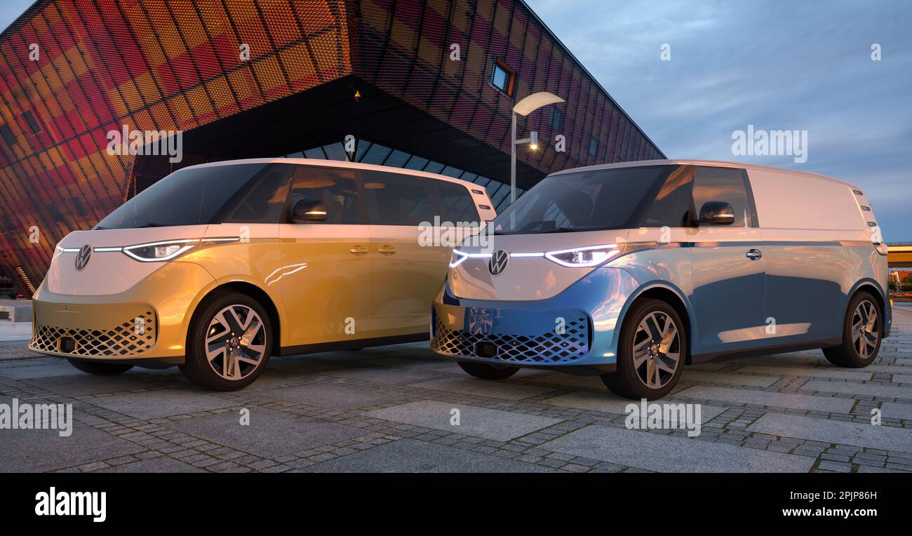 Electric VW ID Buzz Cargo and VW ID Buzz together Stock Photo - Alamy