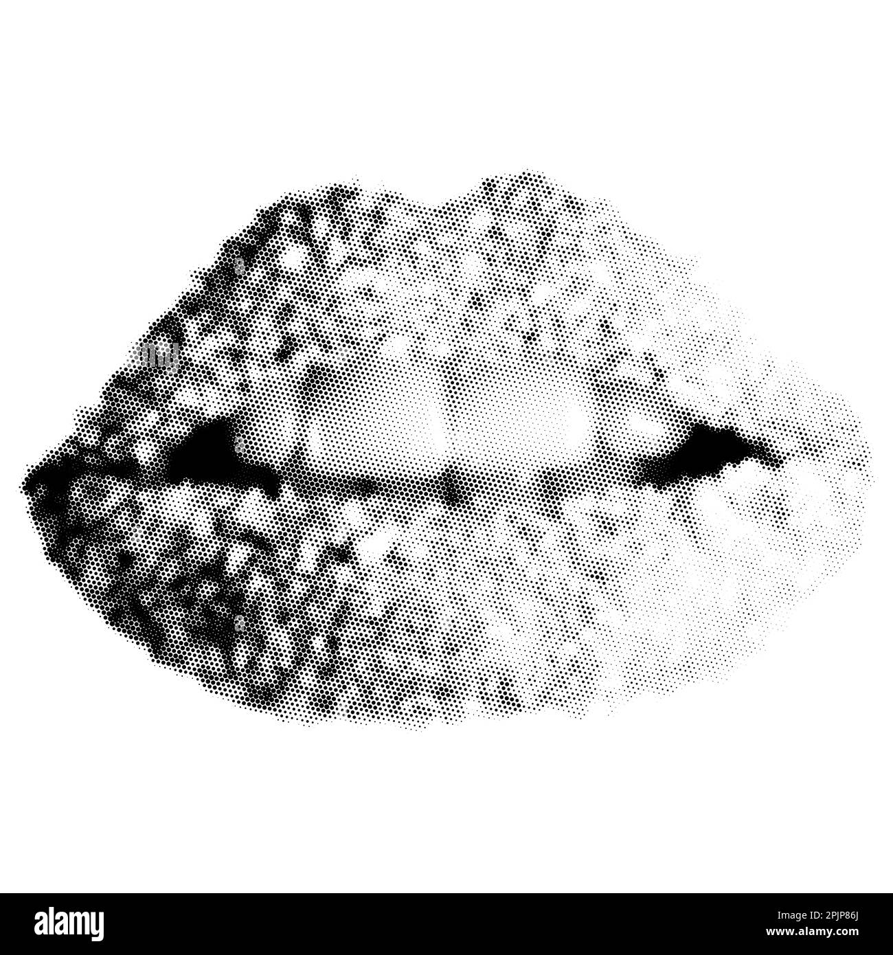Halftone mouth. Collage glossy lips in trendy magazine style. Vector ...