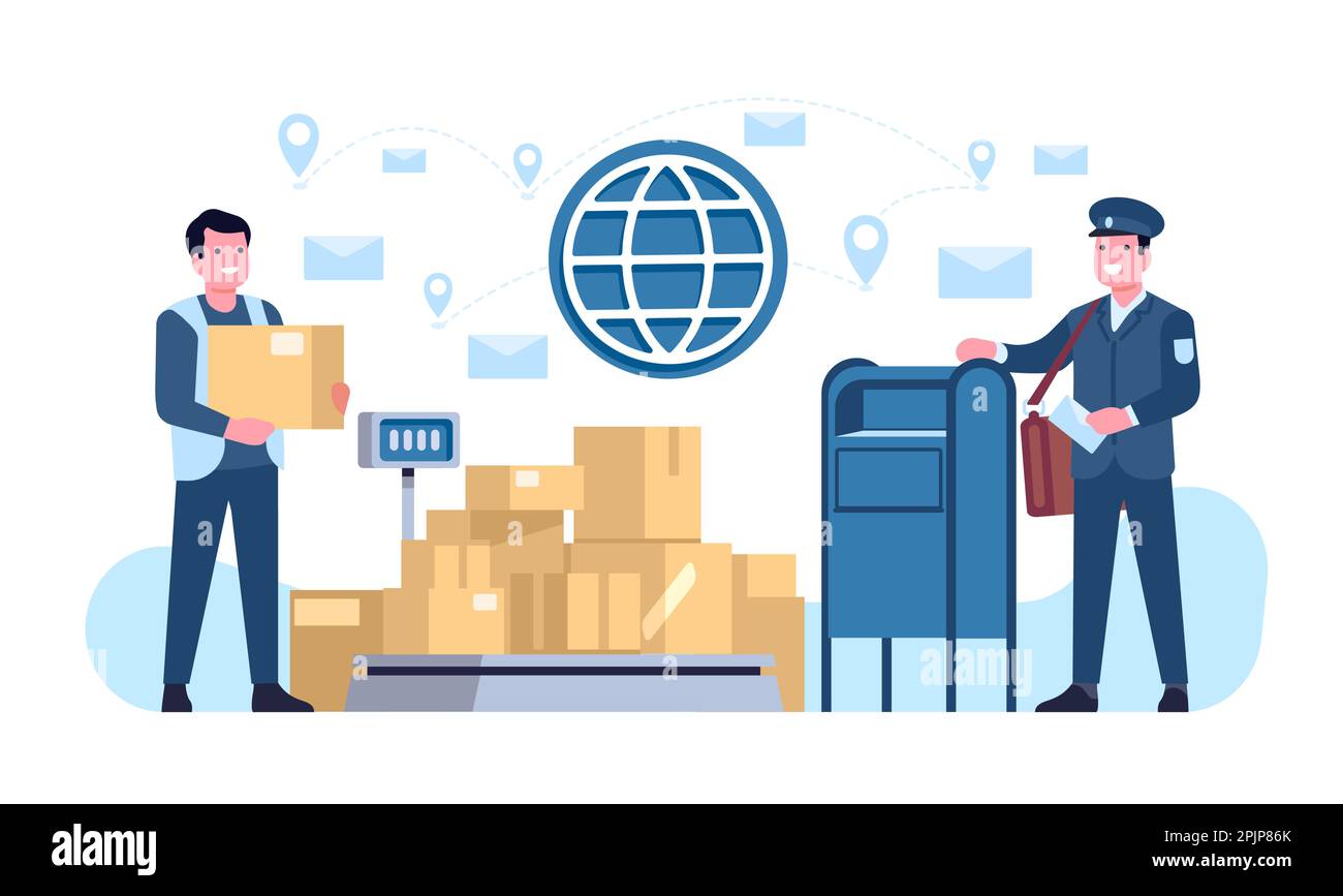 Postal service handles sending of letters or parcel boxes all over ...