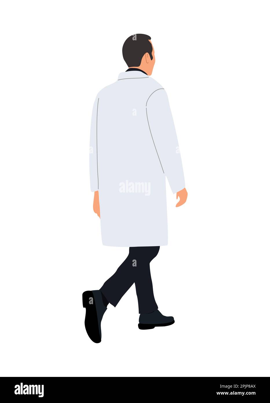Male doctor character walking back view vector Stock Vector Image & Art ...