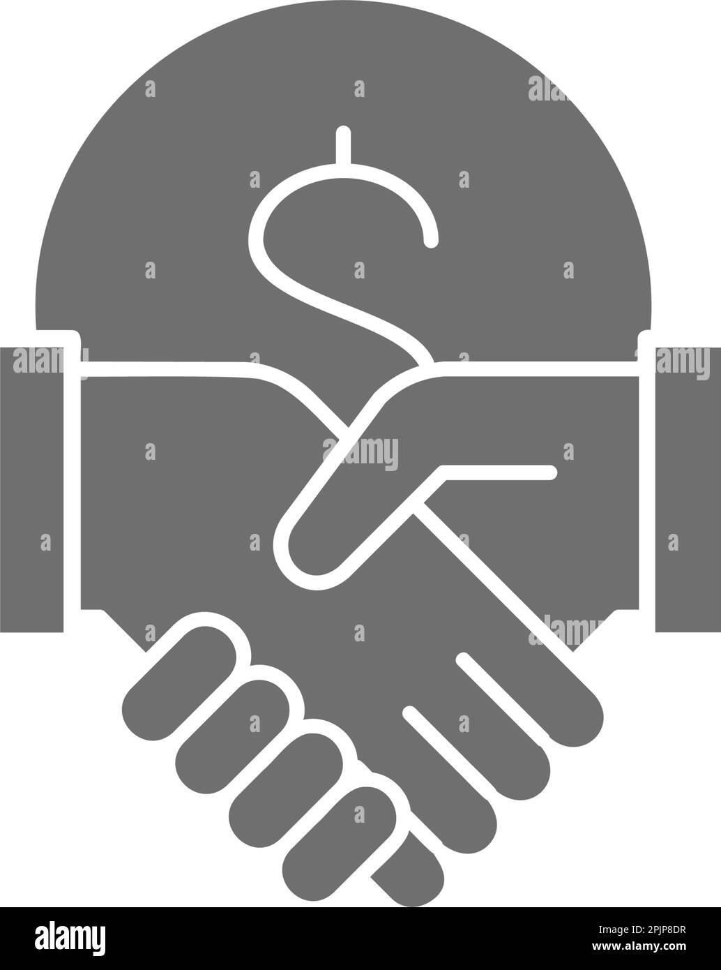 Coin with handshake, contract agreement, partnership, teamwork grey ...