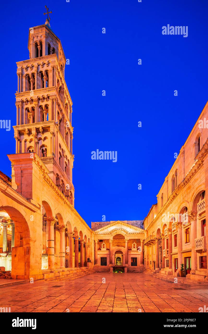 Split, Croatia. Diocletian Palace peristyle, grand open space in the ...