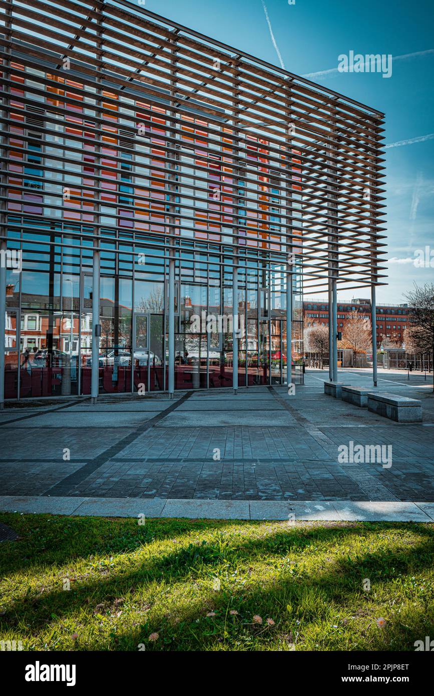 Modern architecture, shades and lines, glass and steel. Cathays ...