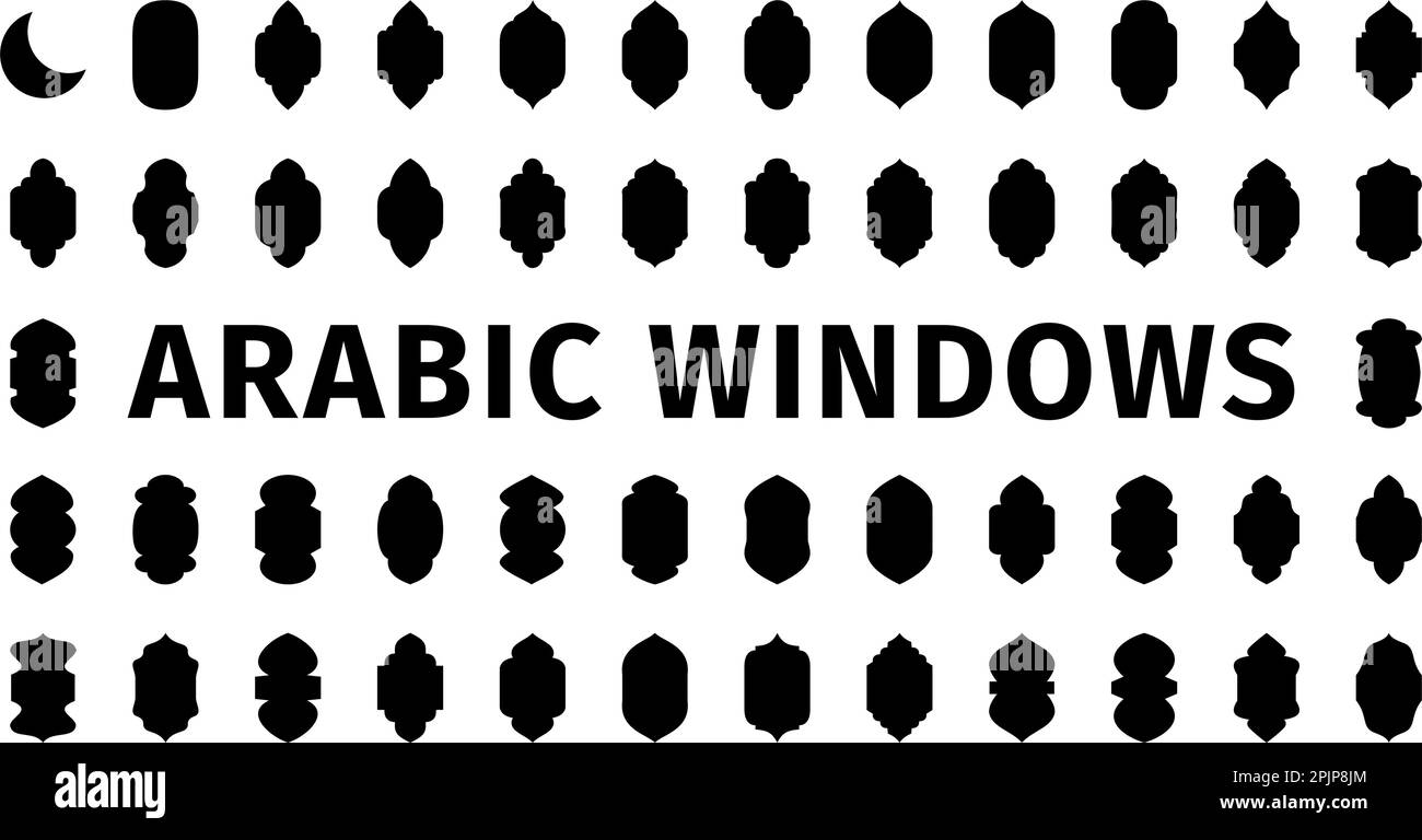 Set of islamic window frames. Arabic traditional architecture. Arabic ...