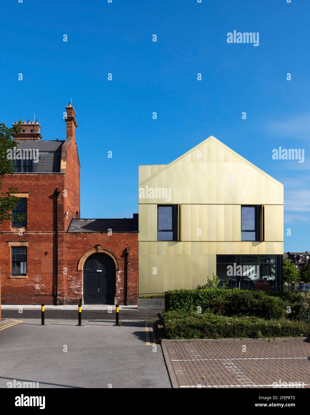 Side view showing the relationship between the old and new structures ...