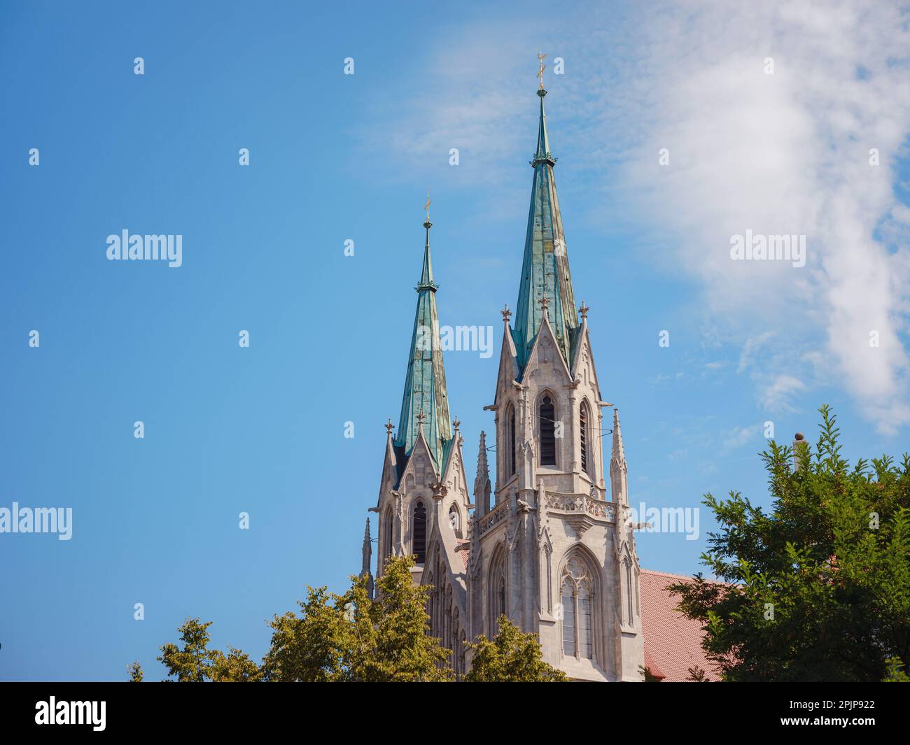 Catholic Church Paul in neo-gothic style with a tall tower and an ...