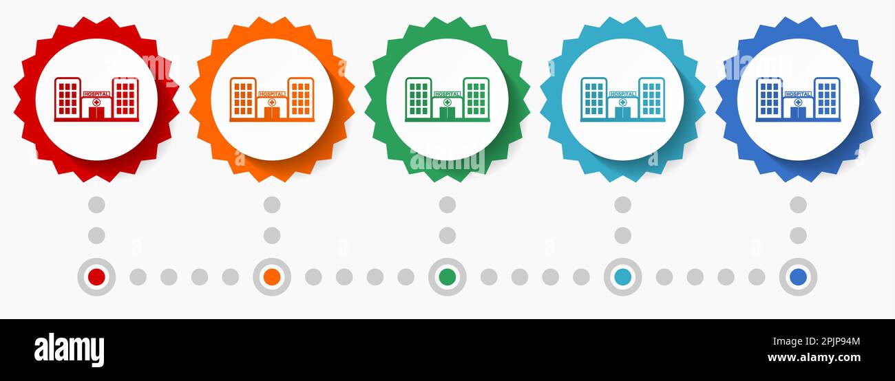 Hospital building vector icon set, colorful infographic template, set ...