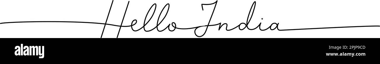 Hello India - word with continuous one line. Minimalist drawing of ...
