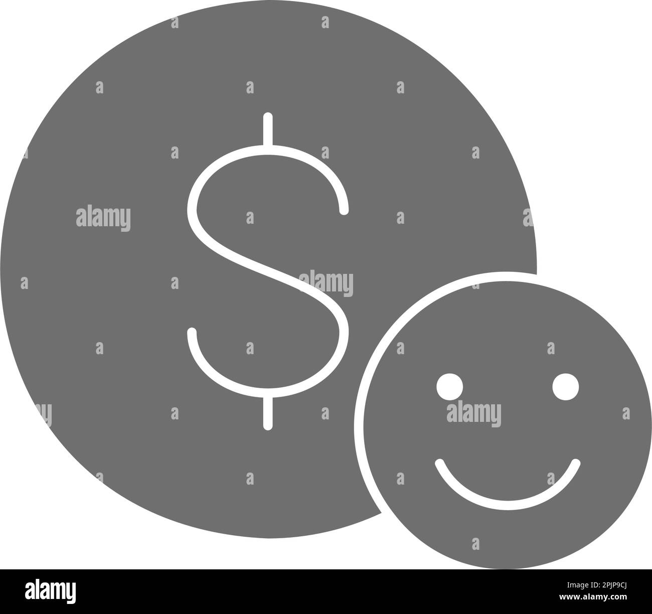 Coin with happy face, money insurance, like, positive feedback grey ...