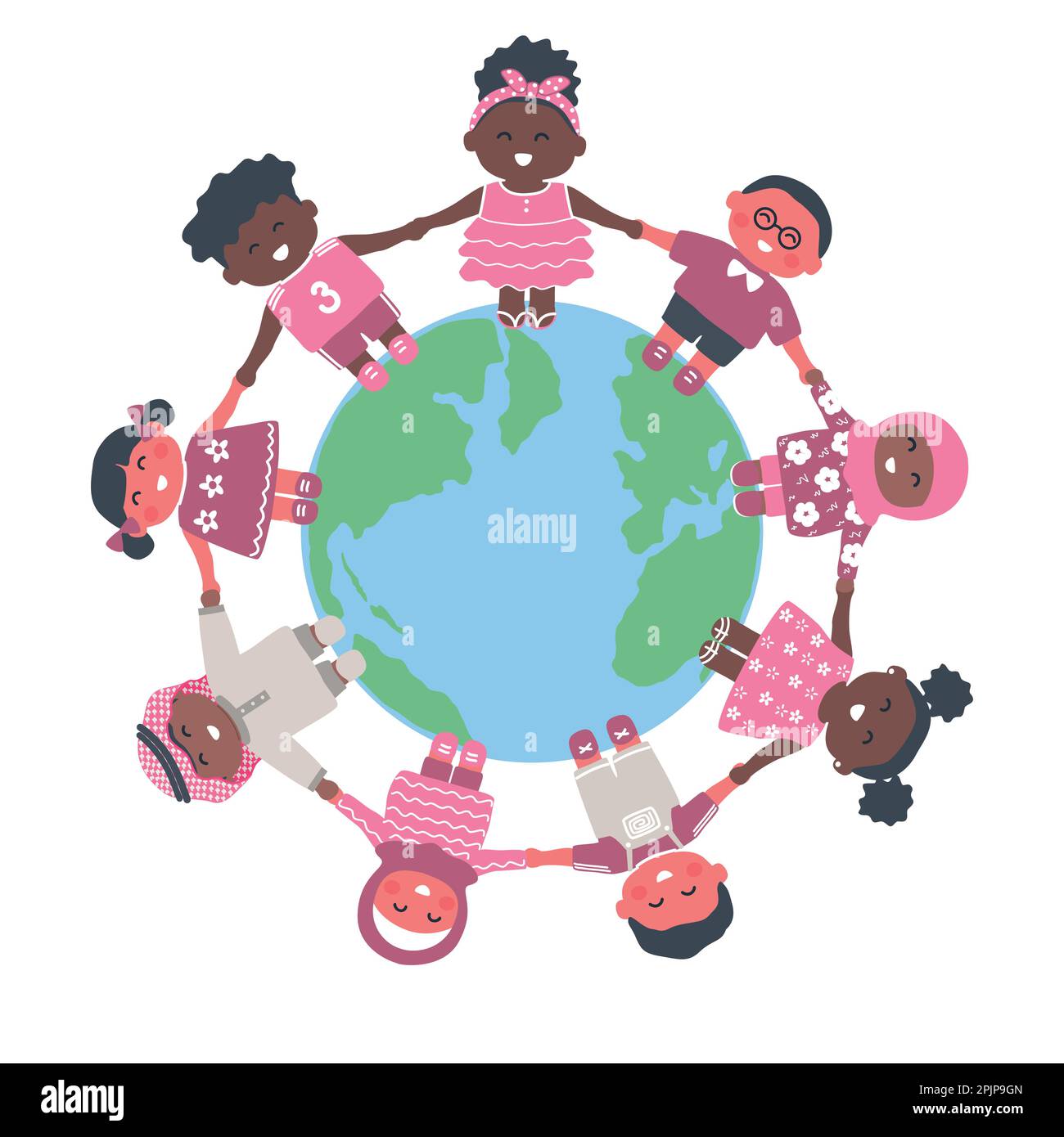 Small girl holding globe Stock Vector Images - Alamy