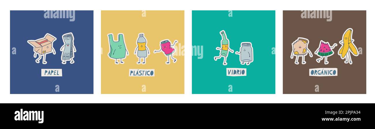 Waste sorting classification in Spanish. Translation - paper, plastic ...
