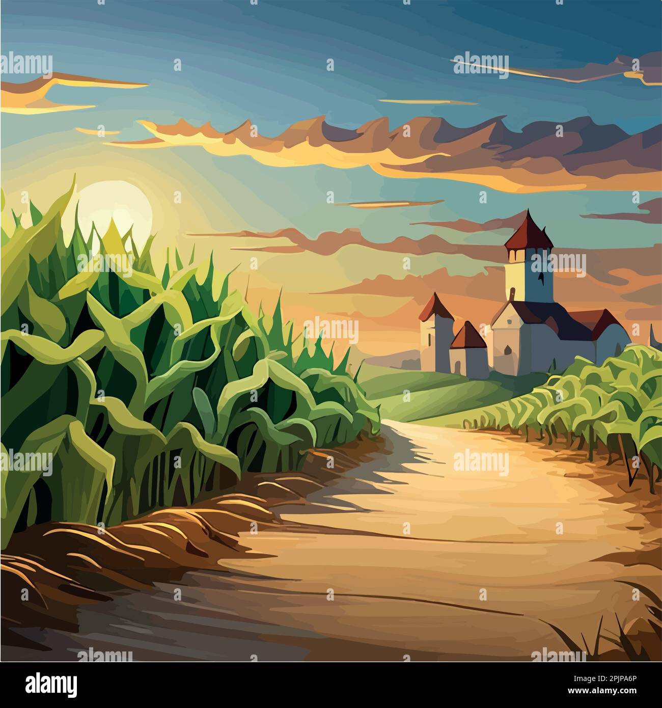 Tall crop field Stock Vector Images - Alamy