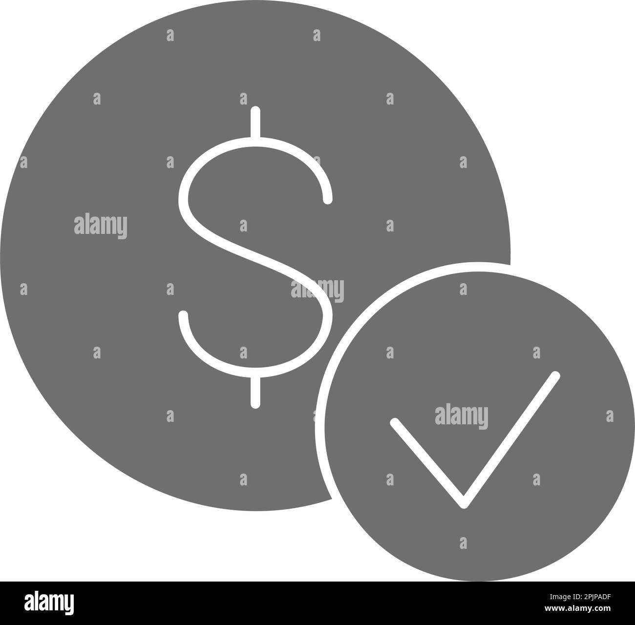 Coin with check mark, best choice, quality control, approved grey fill ...