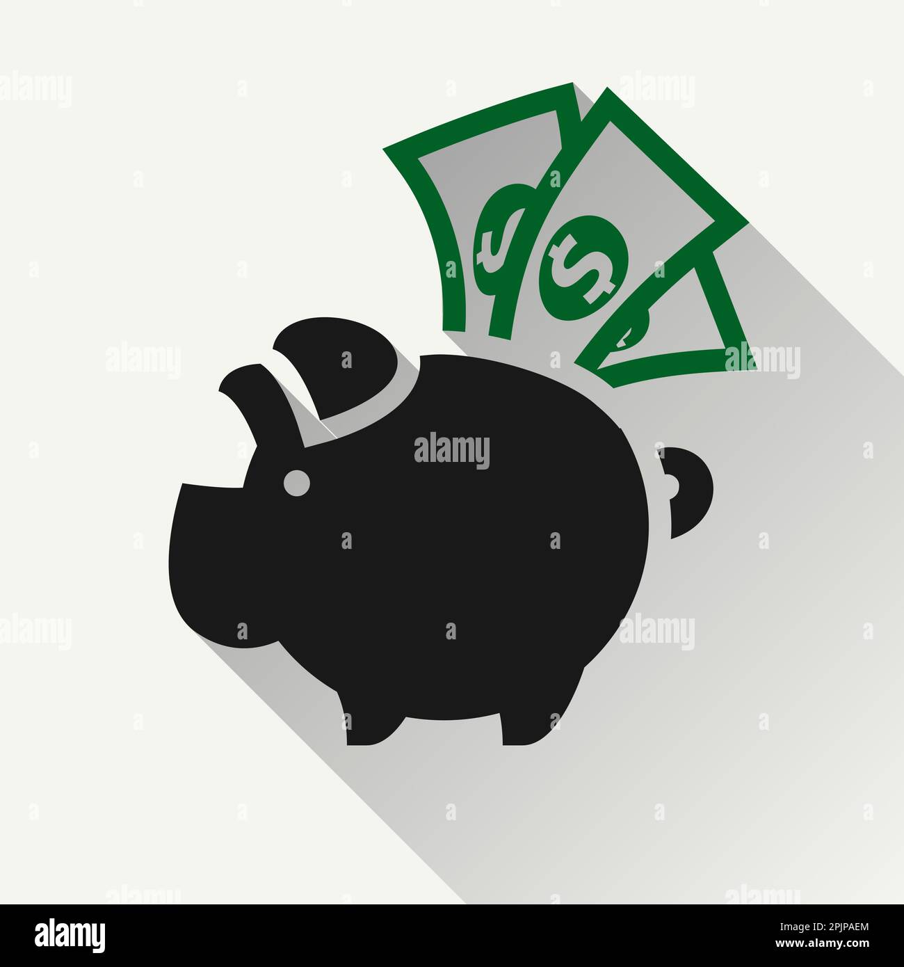 piggy bank, icon with dollar sign currency symbol, made in flat syle ...