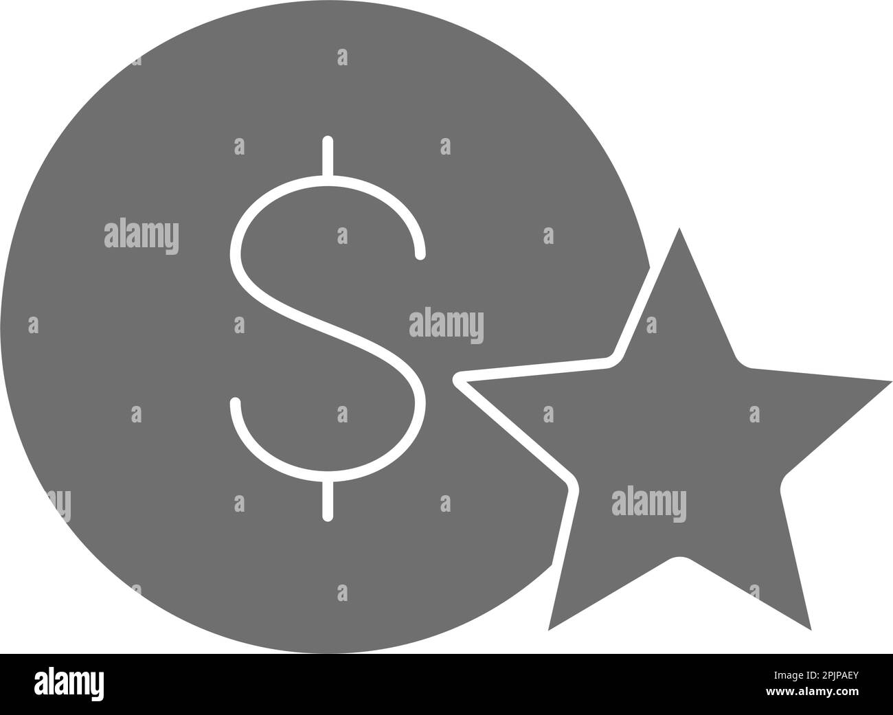 Coin with star, star rating, feedback grey fill icon. Finance, payment ...