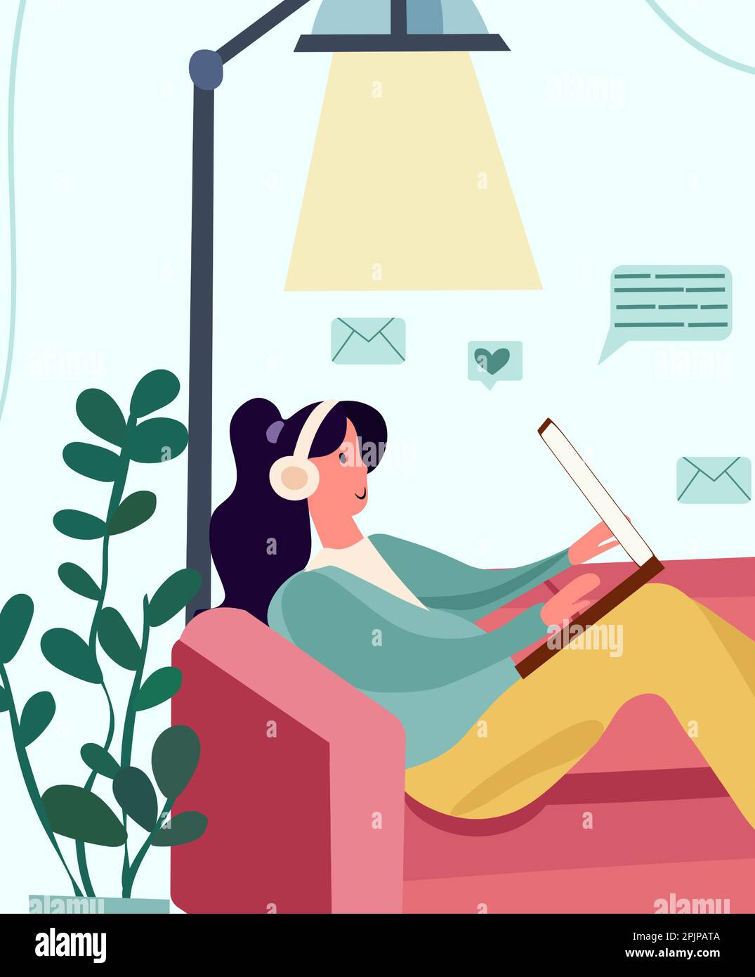 A woman efficiently working in her home office setting, sitting at her ...