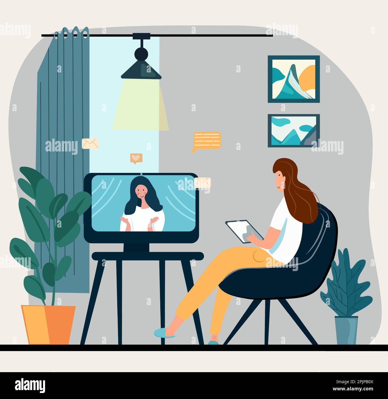 Embracing the work-from-home lifestyle. Employees collaborate via video ...