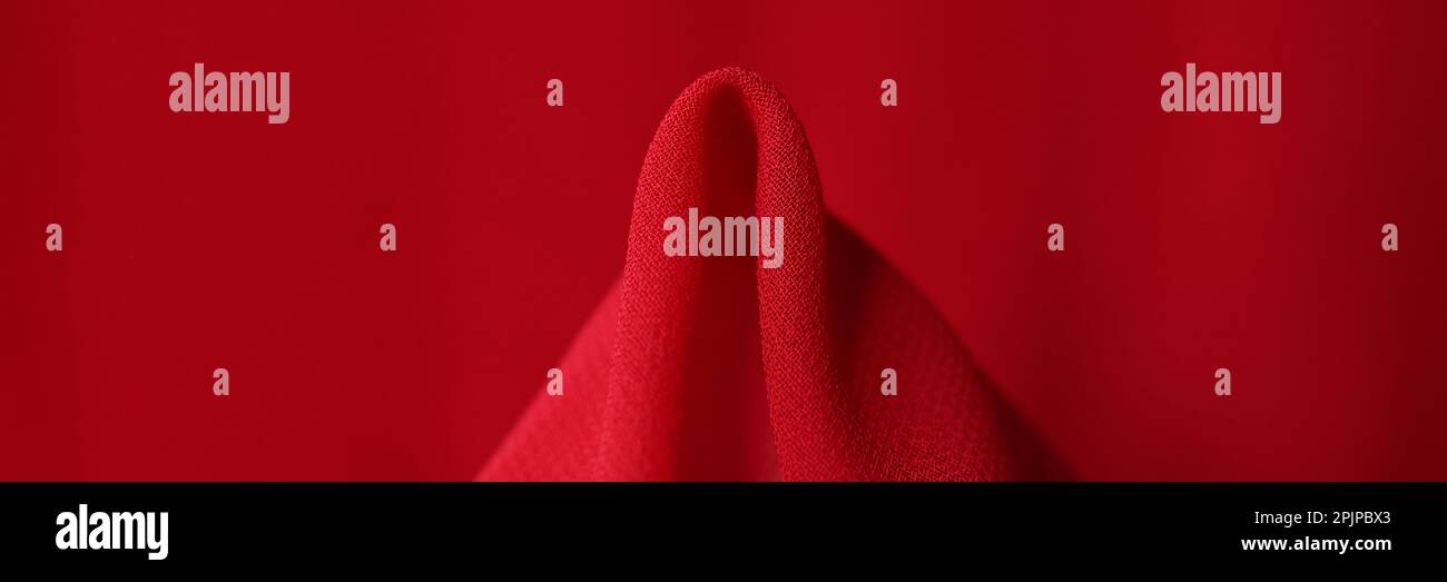 Red silk fabric closeup. Synthetic fabric bright red color Stock Photo ...