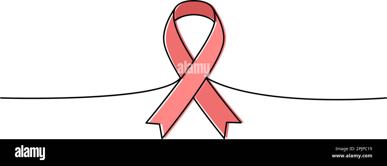 AIDS awareness ribbon one line colored continuous drawing. World AIDS ...