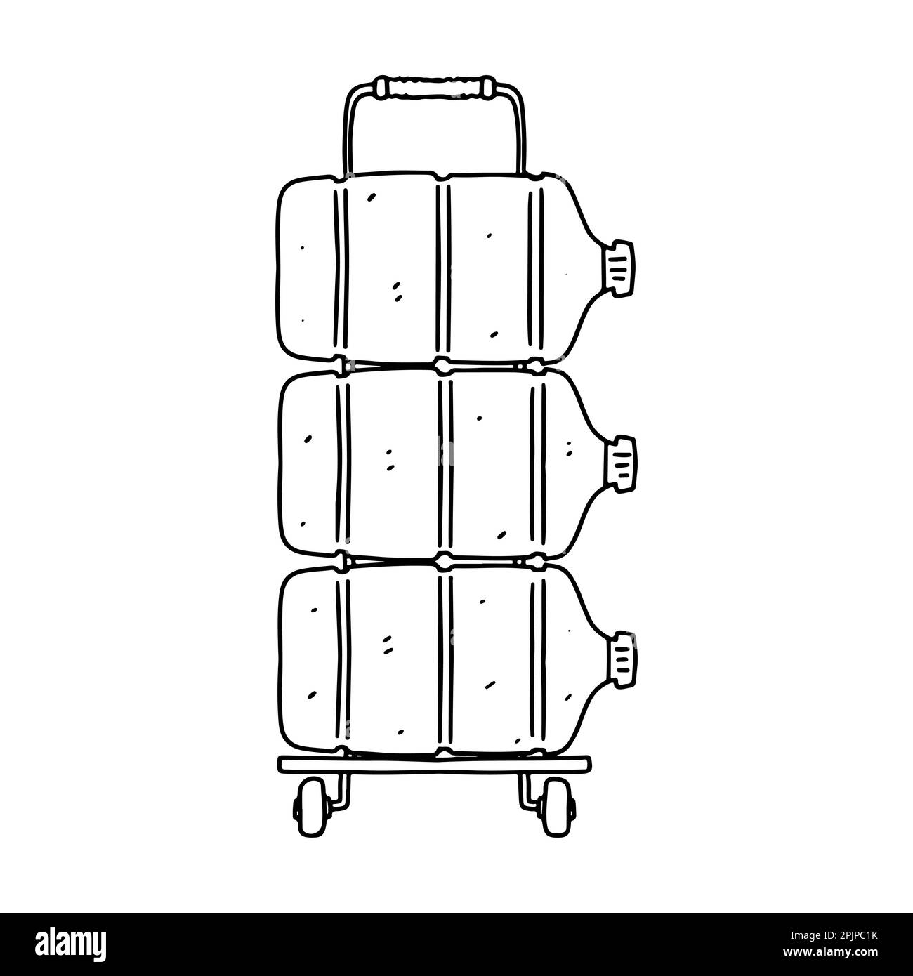 Pure drinking water on cart in hand drawn doodle style. Vector ...