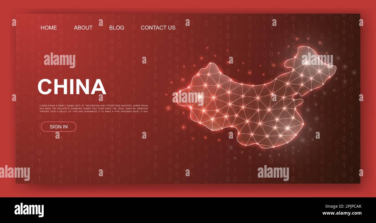 China 3d polygonal website template. China map design illustration ...