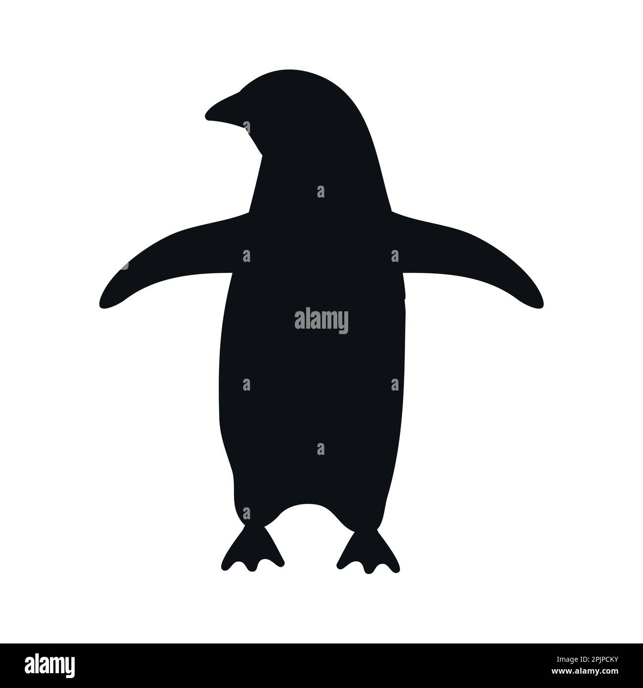 Vector hand drawn flat penguin silhouette isolated on white background ...