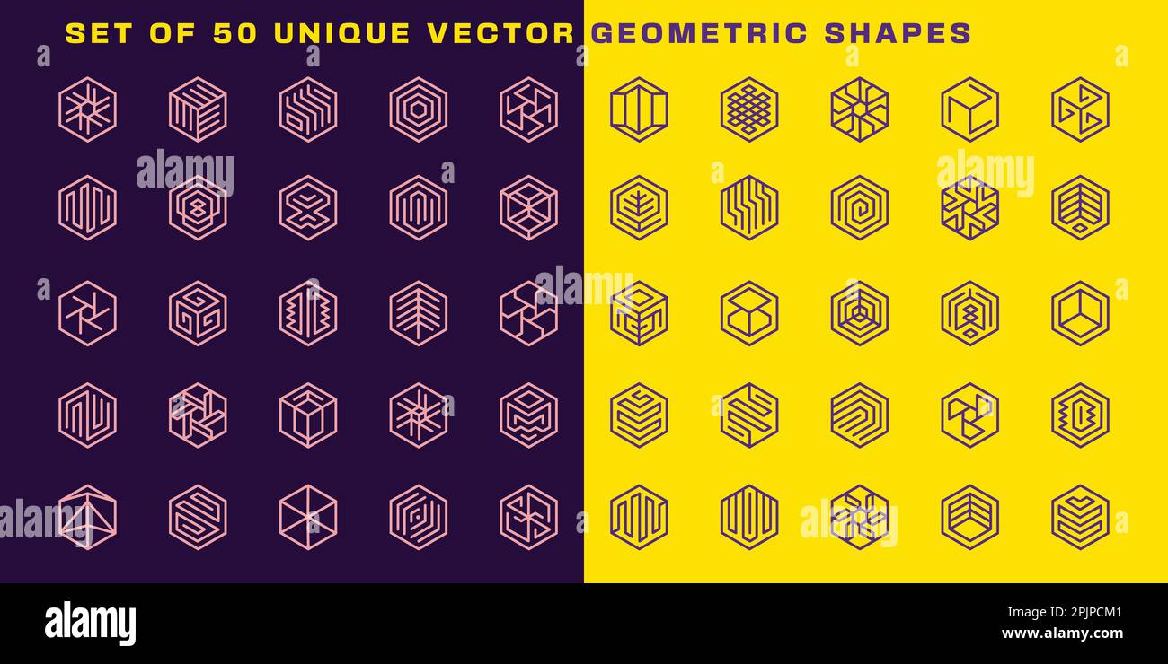 Set of 50 unique geometric shape vectors which could be used as logo ...