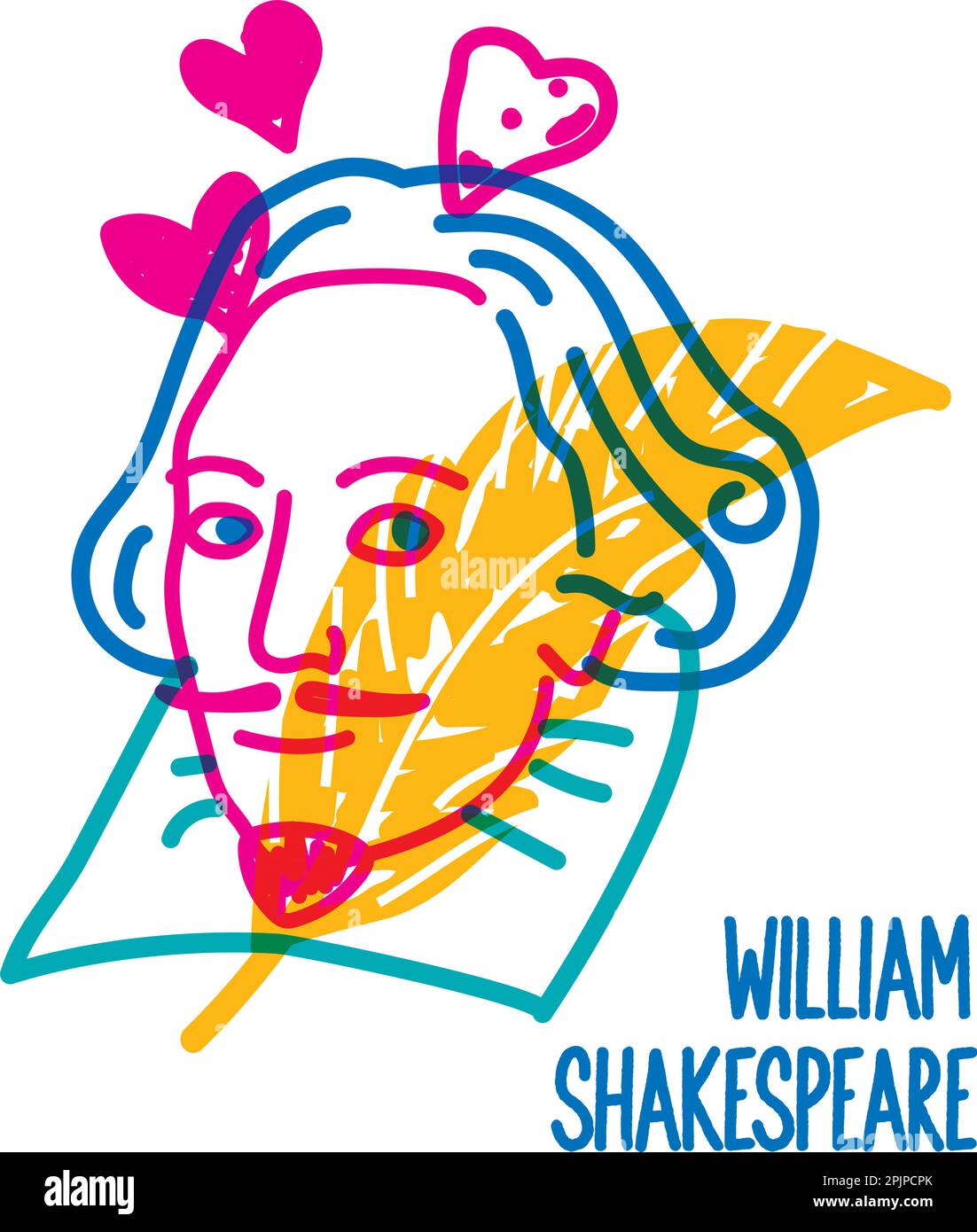 Line illustration of famous poet, william Shakespeare Stock Vector ...