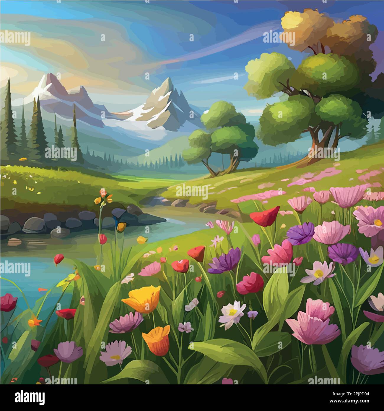 Cartoon forest oil painting hi-res stock photography and images - Alamy