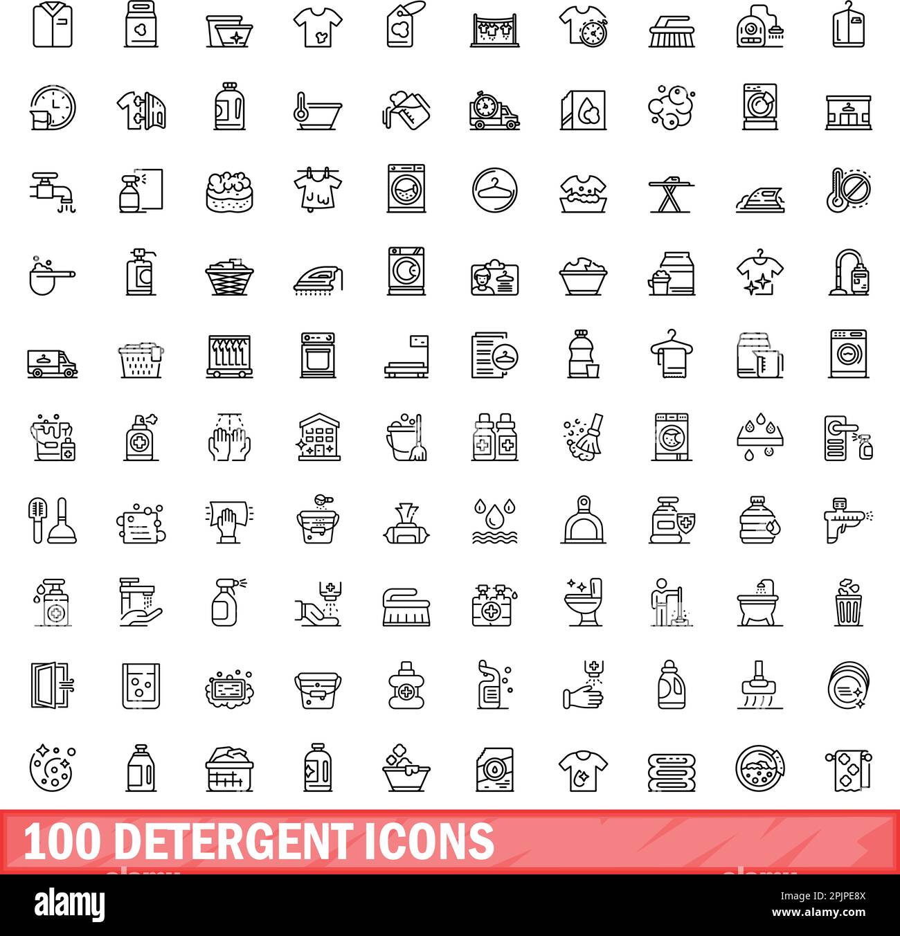 100 detergent icons set. Outline illustration of 100 detergent icons ...