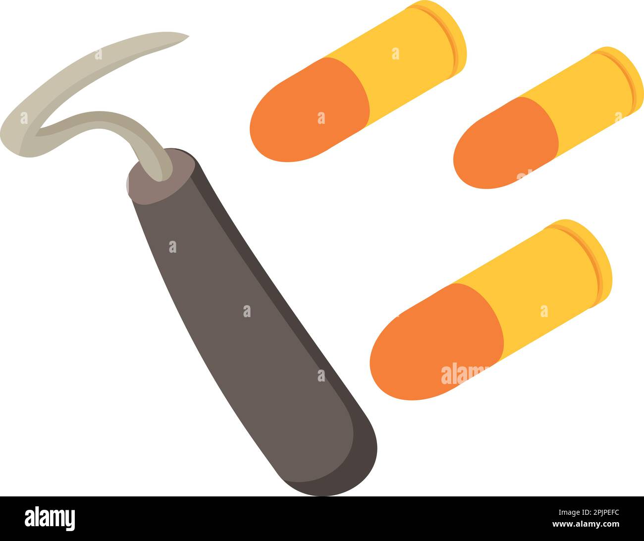 Old west icon isometric vector. New metal hoof pick and three flying ...