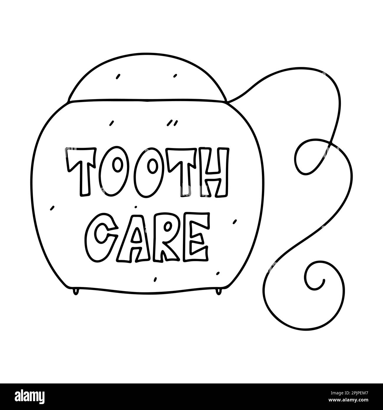 Dental Floss in hand drawn doodle style. Vector illustration isolated ...