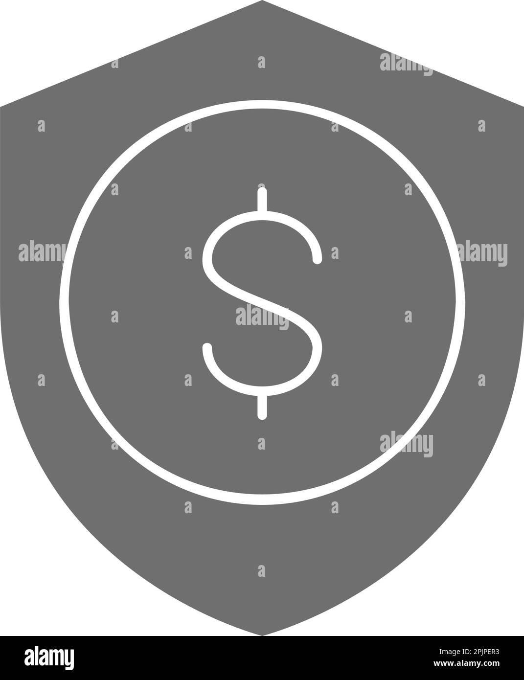 Protection money, shield with coin, money safety , insurance grey fill ...
