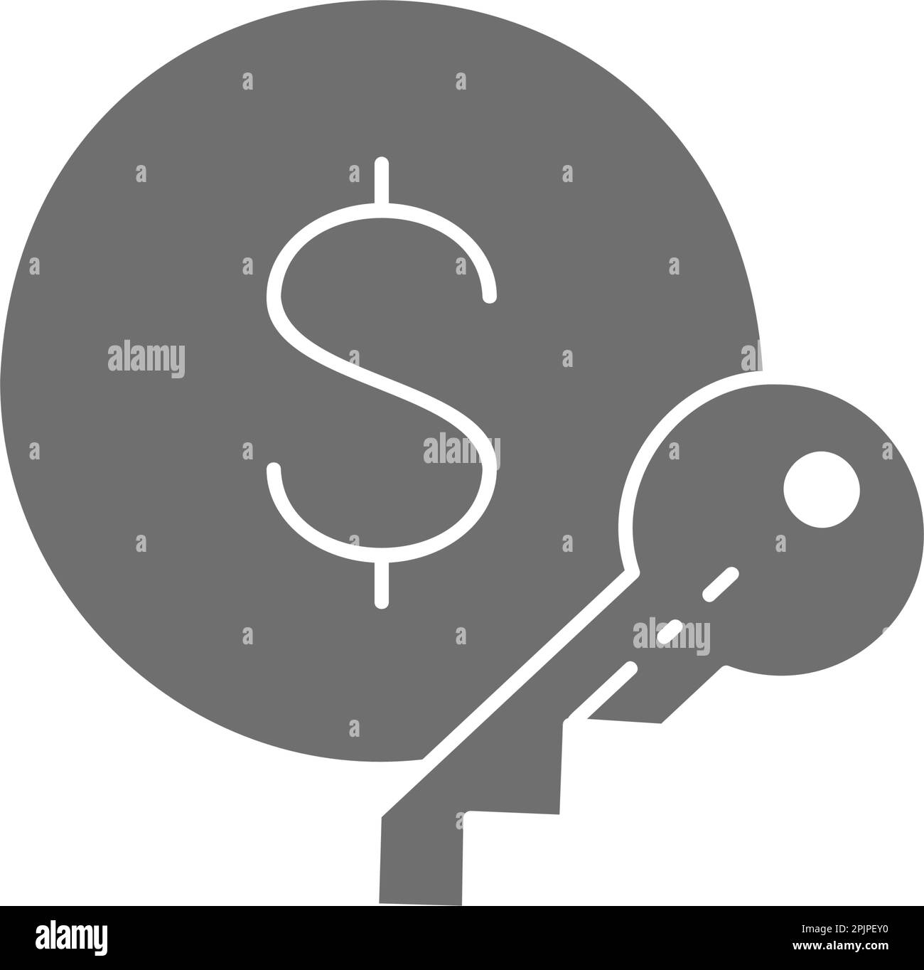 Coin with key, financial key, investment opportunity grey fill icon ...