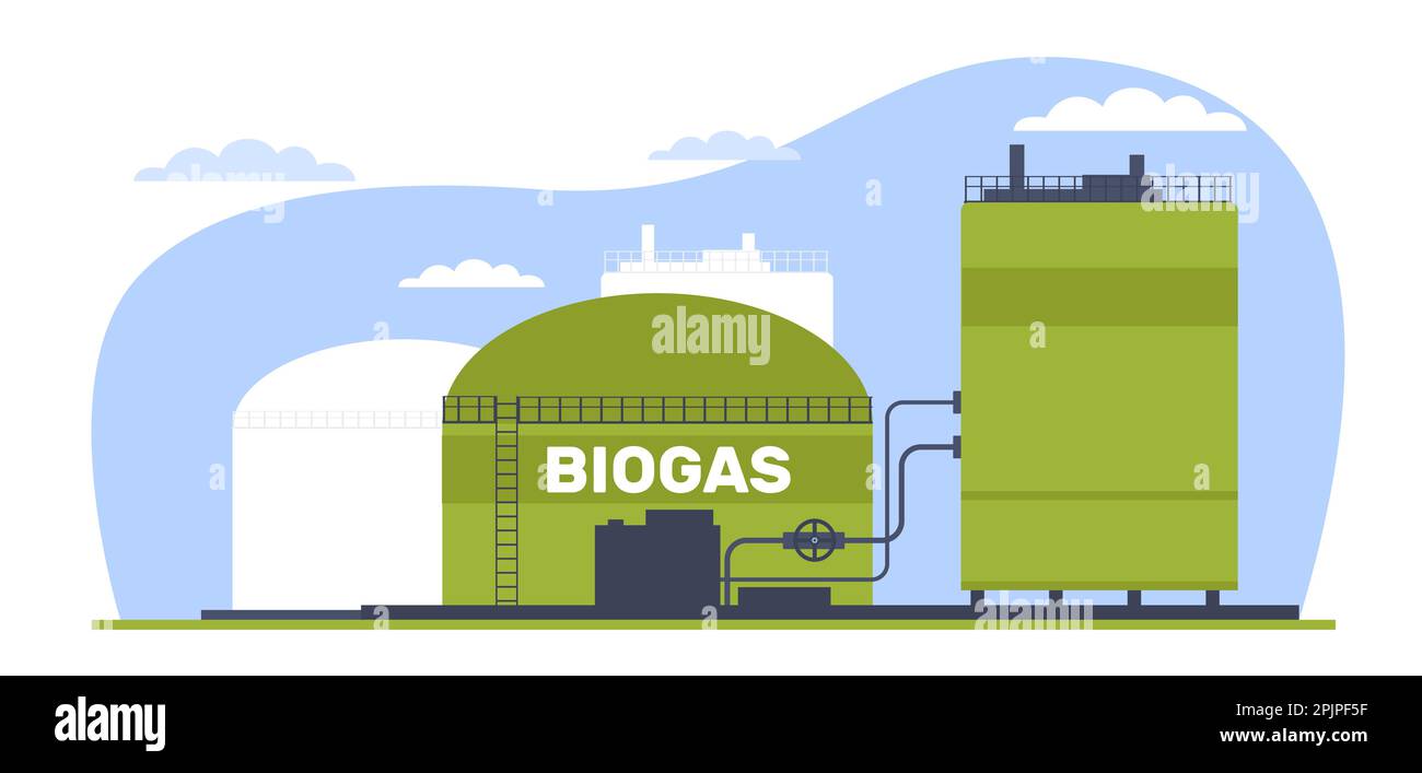 Biogas plant, green energy, alternative diesel. Environmental care, eco ...