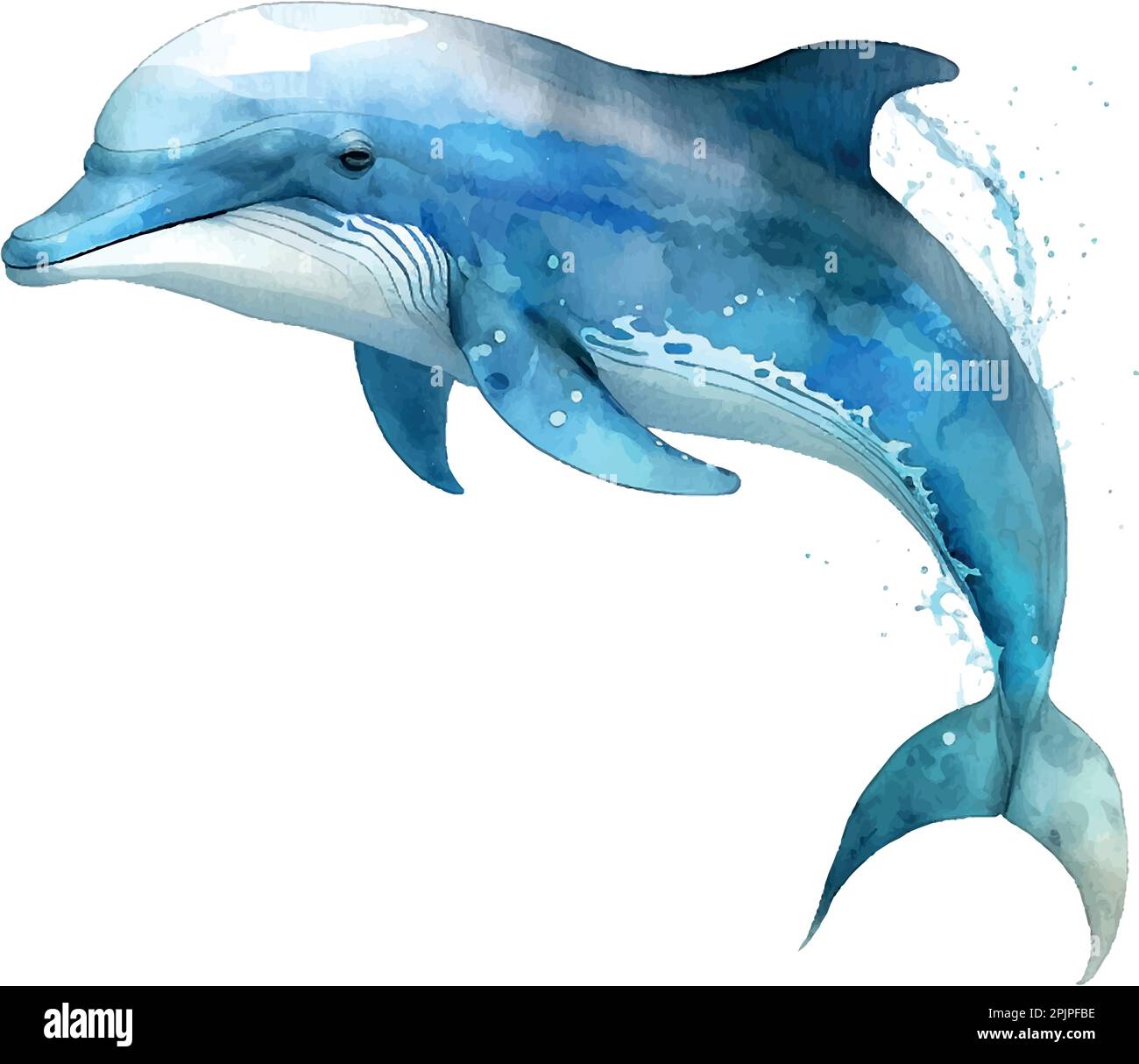 Dolphin Watercolor vector element. Tattoo watercolor Stock Vector Image ...