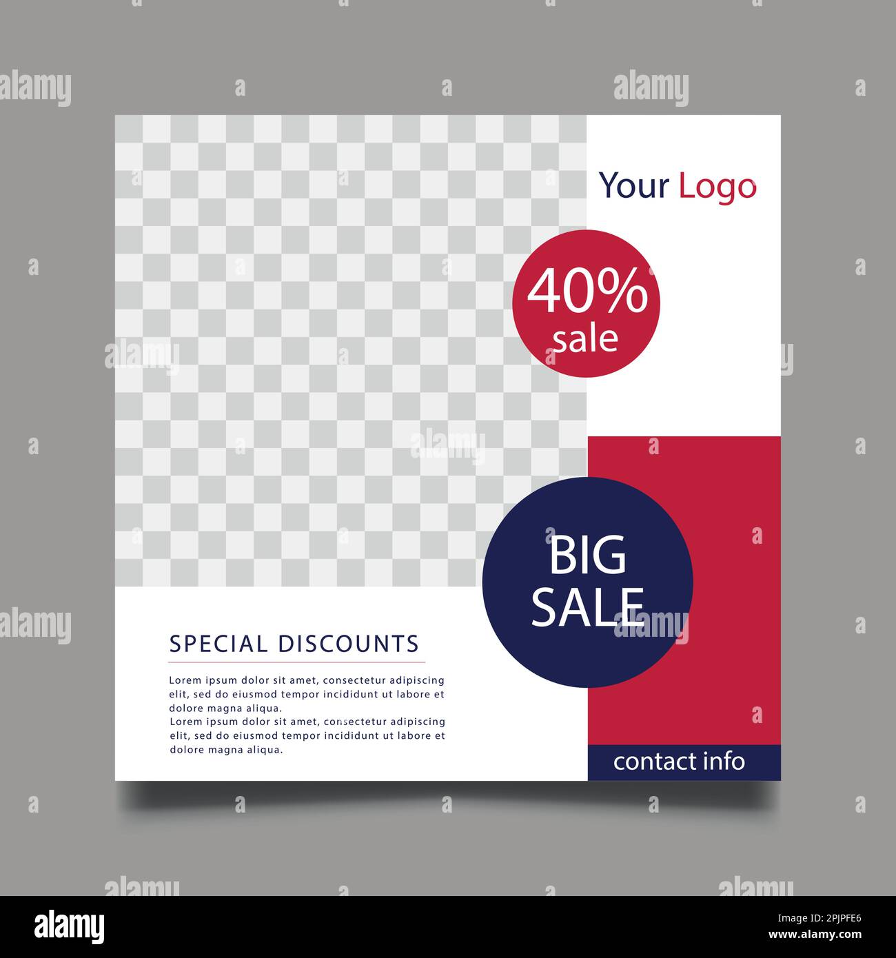 Editable minimal square banner template. white and red background color ...