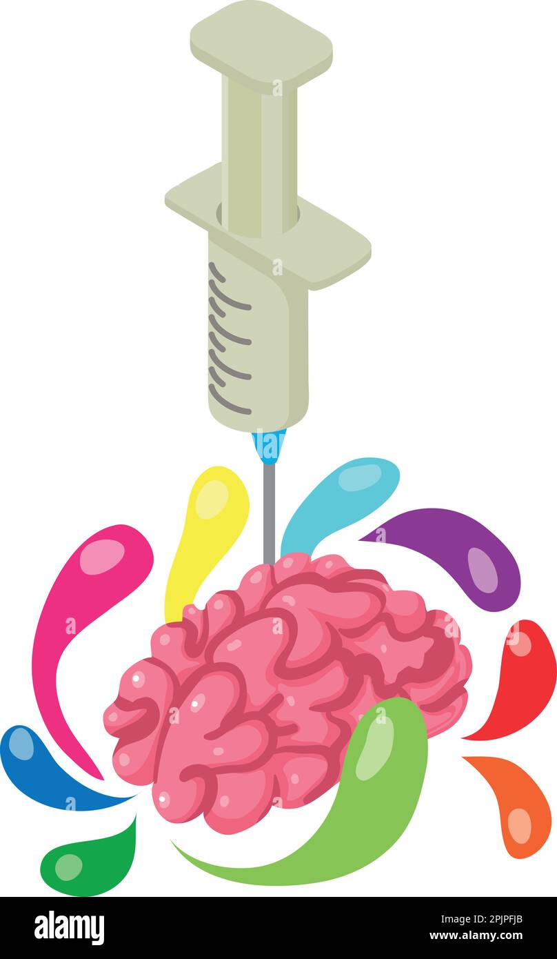 Neurophysiology icon isometric vector. Realistic human brain ...