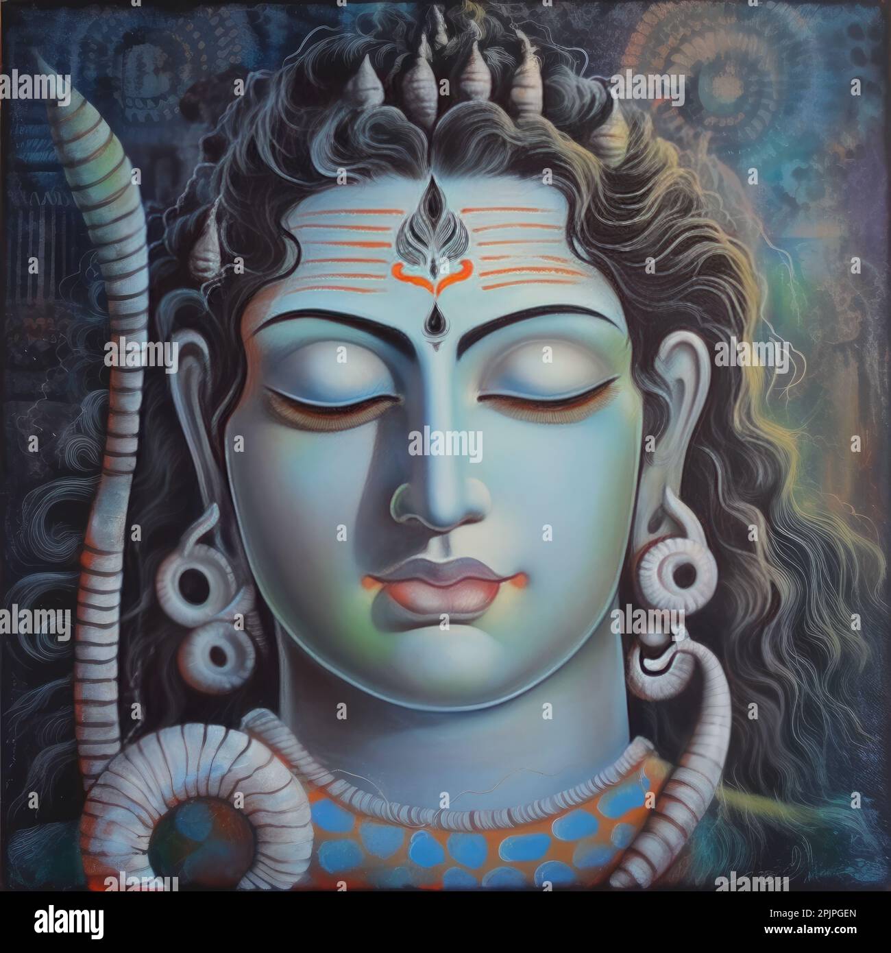 The hindu God shiva colorful painting generative AI Stock Photo - Alamy