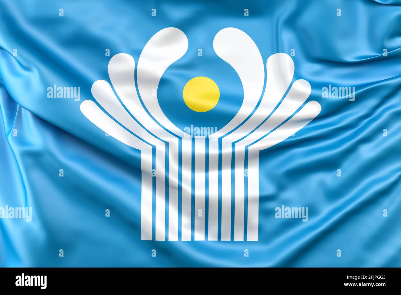 Ruffled Flag Of Commonwealth Of Independent States 3d Rendering Stock