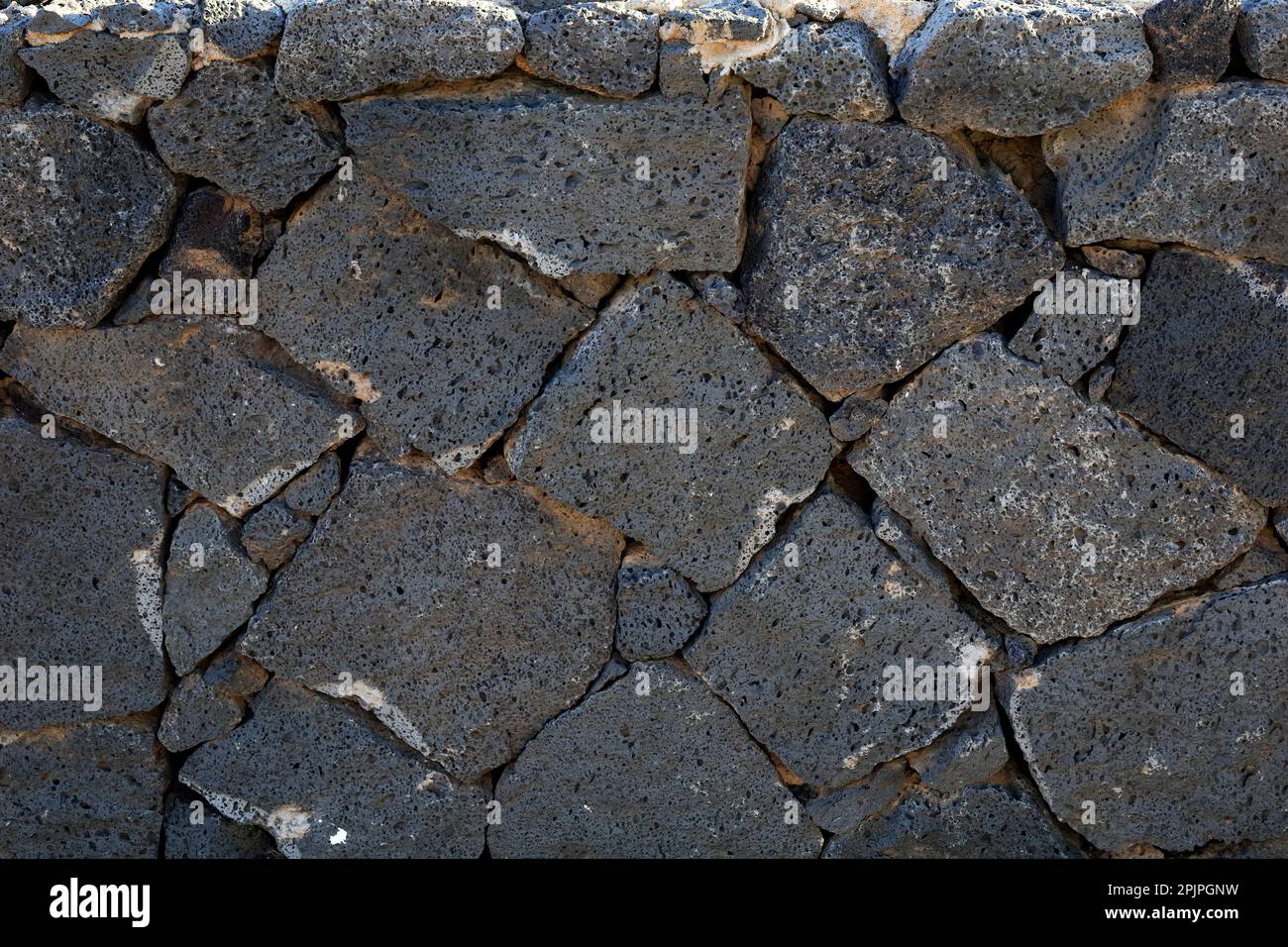 Detail of a volcanic block garden wall, Lanzarote scene. Taken February ...