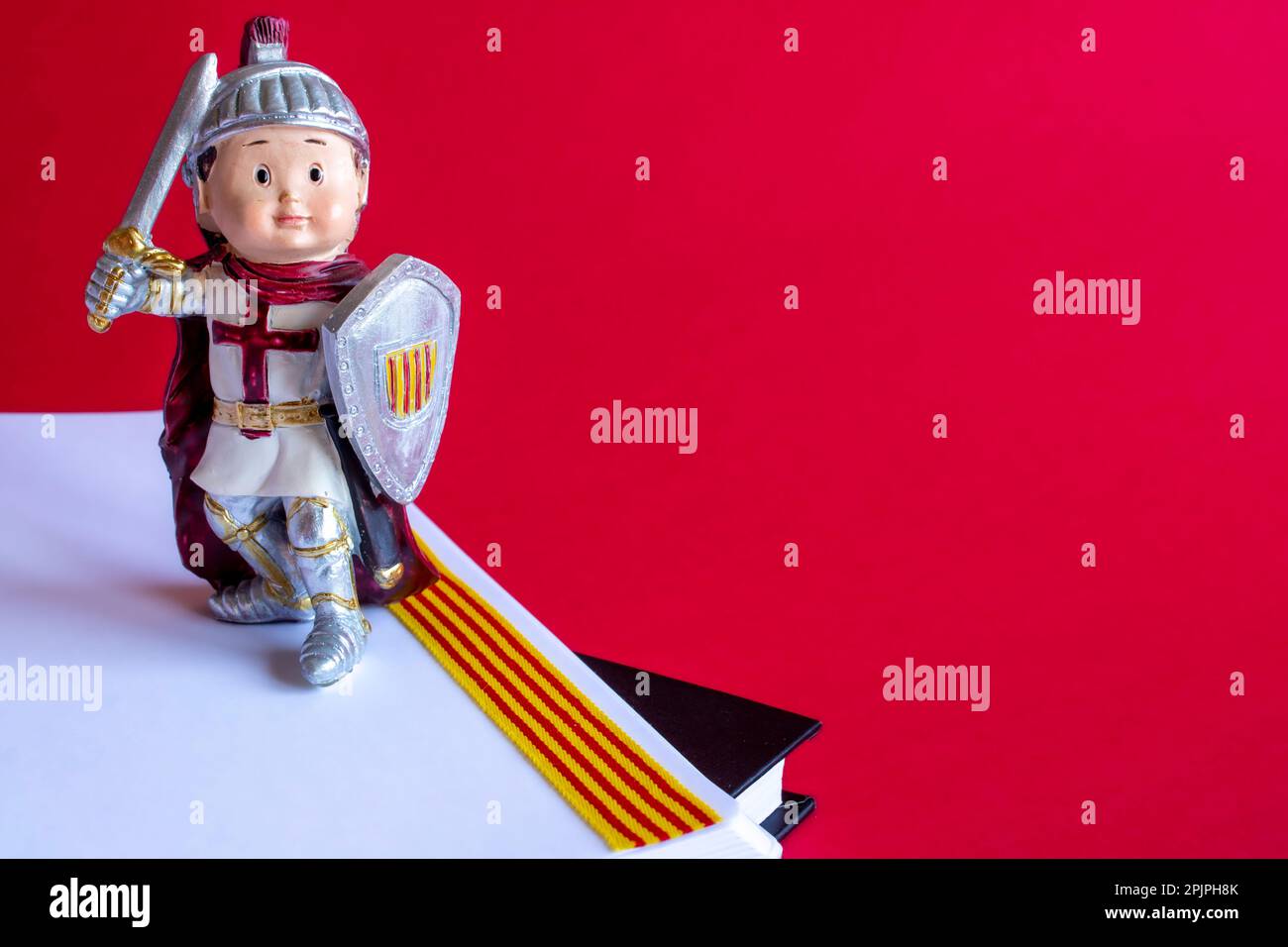 Rose and yellow book, ear of wheat, with Catalan flag and red ribbon ...
