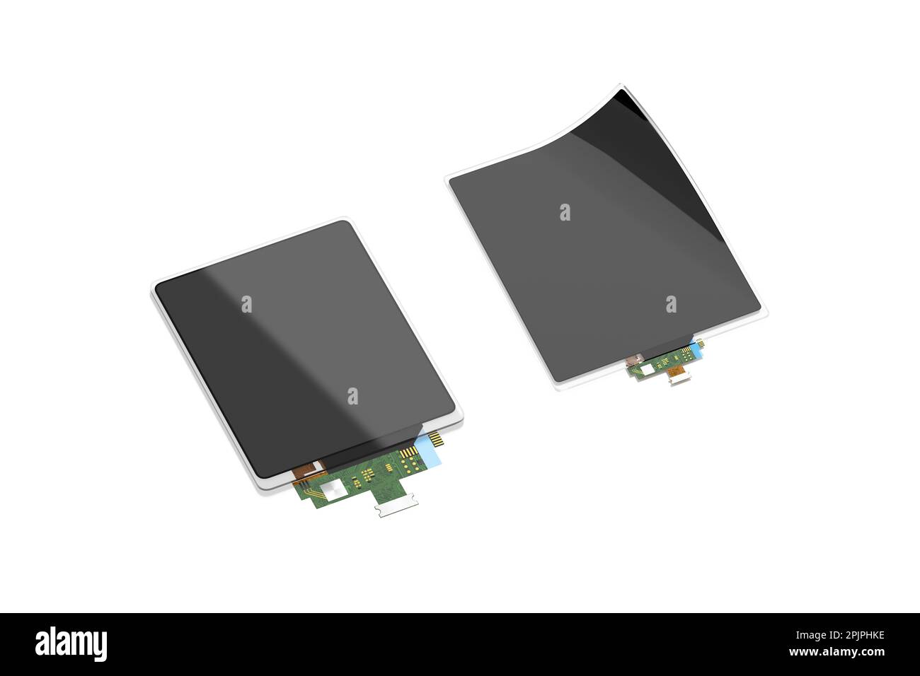 Blank black flexible flat and folded corner rectangular display mockup ...