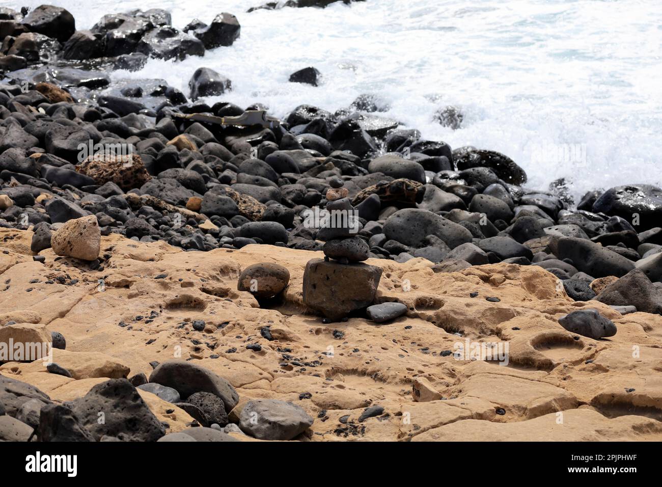 Balanced rocks, Lanzarote beach. February 2023 Stock Photo - Alamy