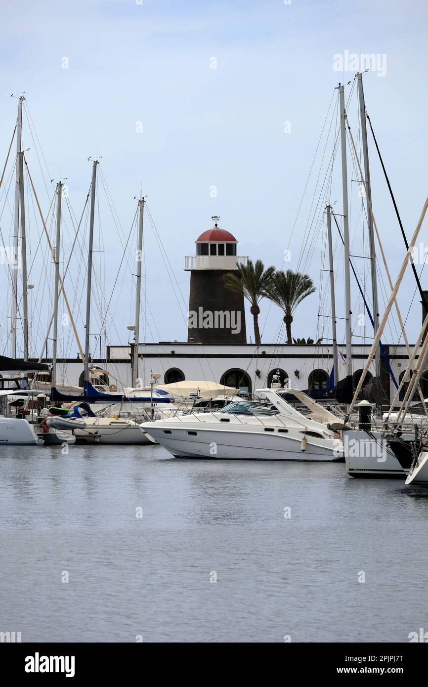 Rubicon Marina Playa Blanca with lighthouse. February 2023 Stock Photo ...