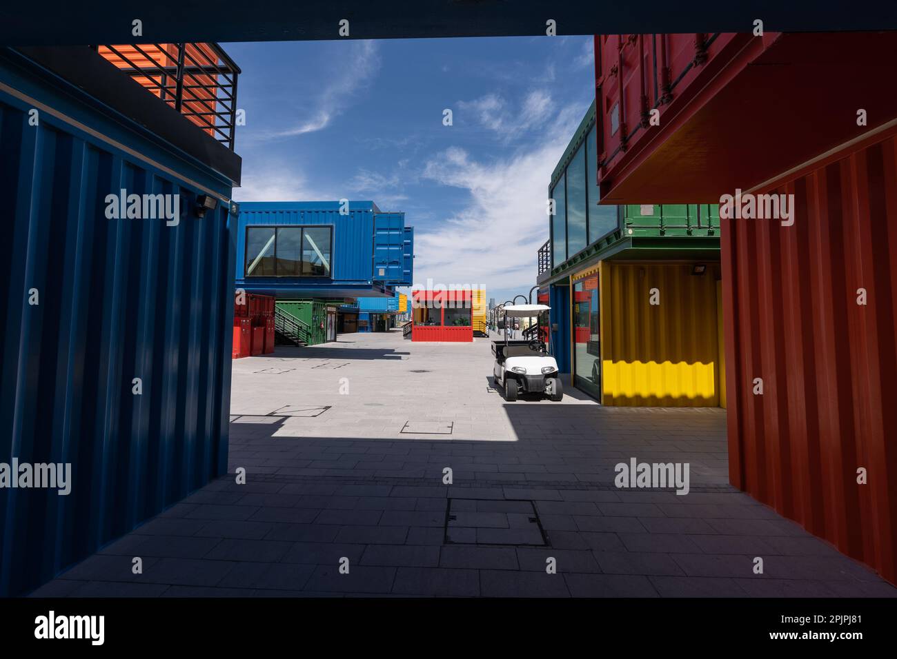 Doha, Qatar - March 18, 2023: Box Park, located at the old Doha Port ...