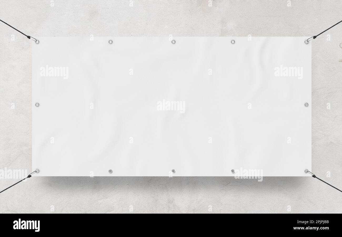 White Outdoor Tarpaulin Banner 3D Rendering for Events and Promotions ...