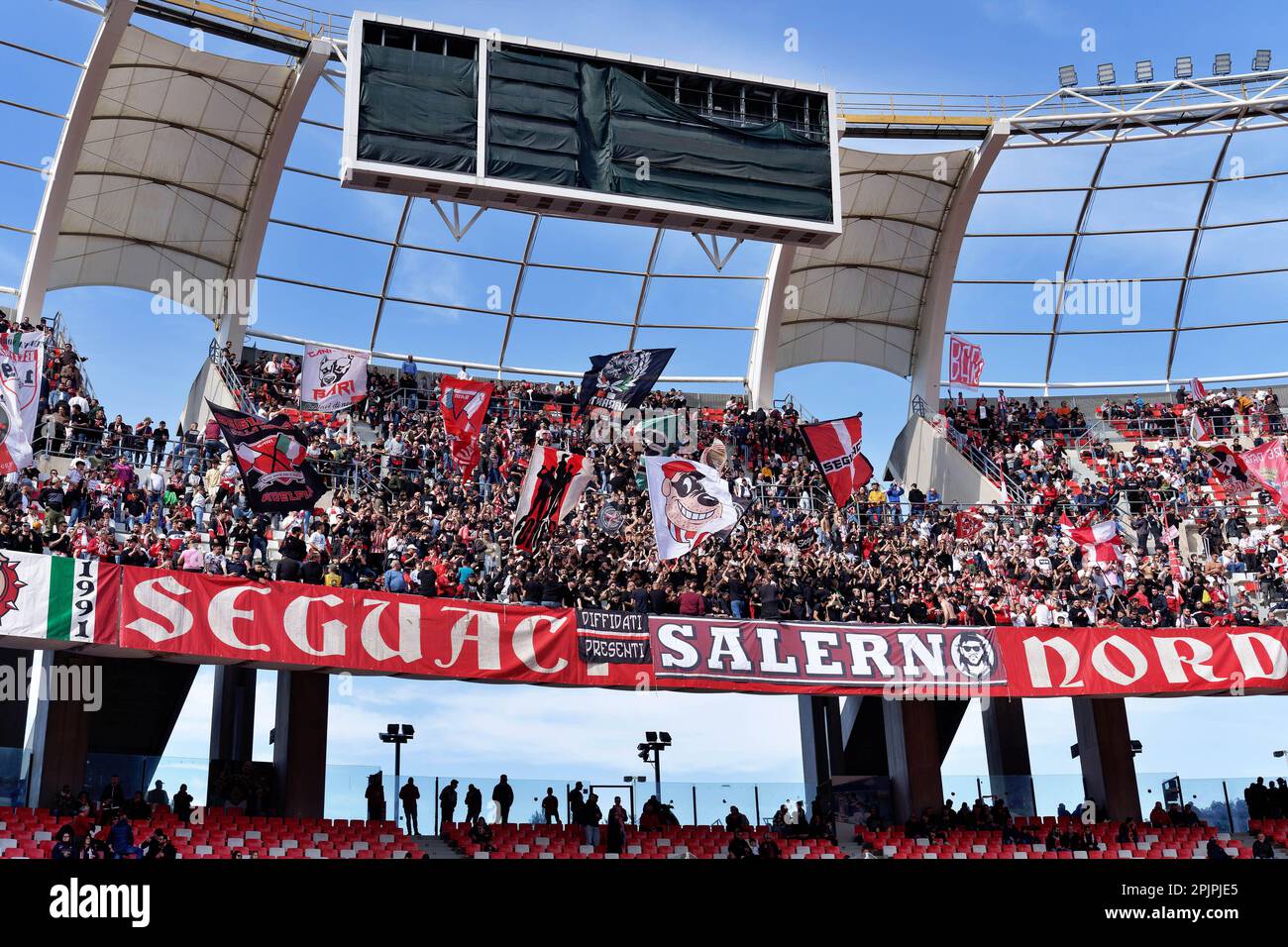 San Nicola stadium, Bari, Italy, April 01, 2023, Supporters of SSC Bari ...